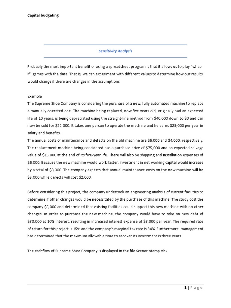 Sensitivity Analysis | PDF | Net Present Value | Capital Budgeting