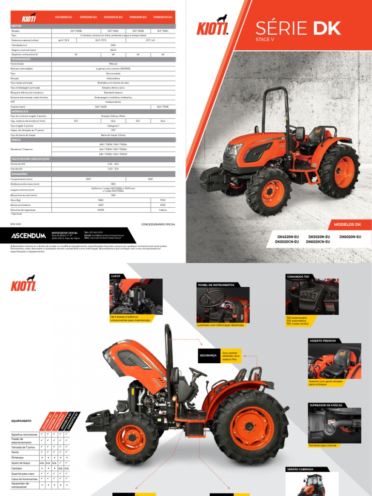 Kioti Catalogo Serie DK - 2021 | PDF | Tecnologia de veículos | Carro