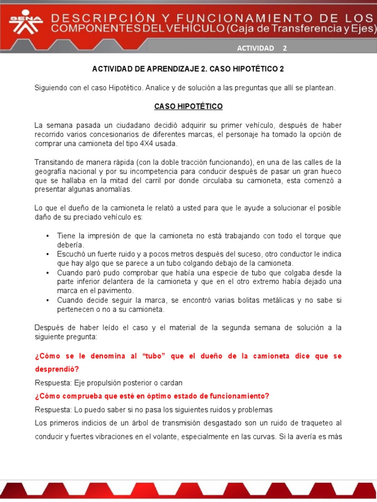 Evidencia Caso Hipotetico 2 AA2 | PDF | Tracción en las cuatro ruedas | Transporte