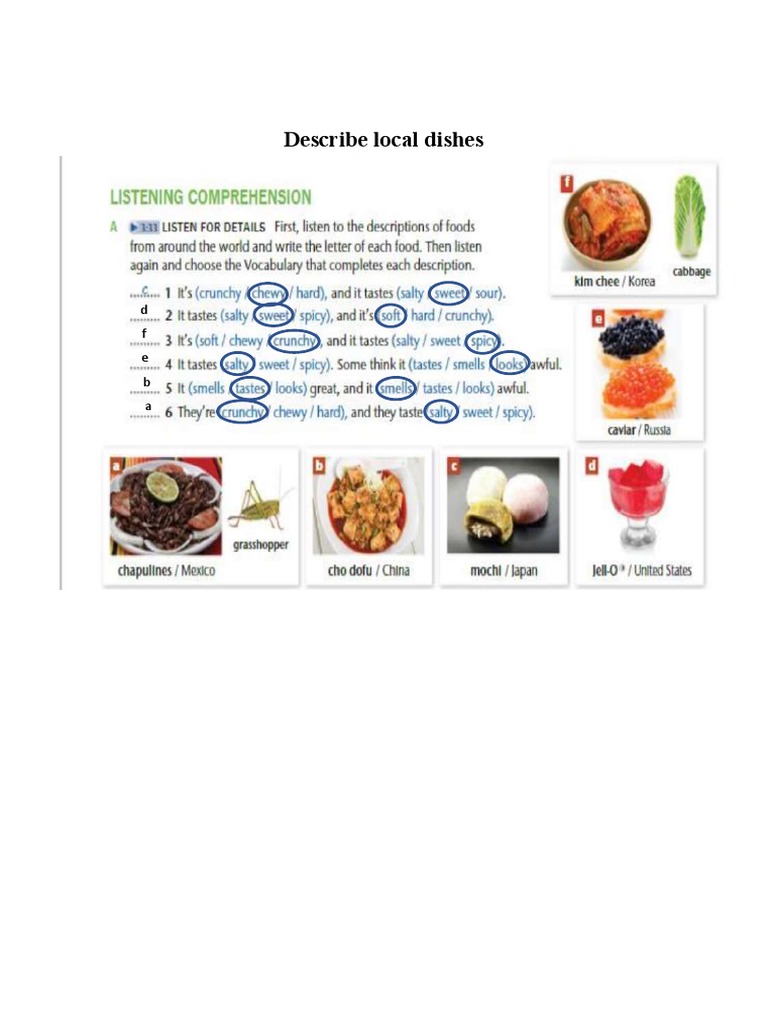 Describe Local Dishes | PDF