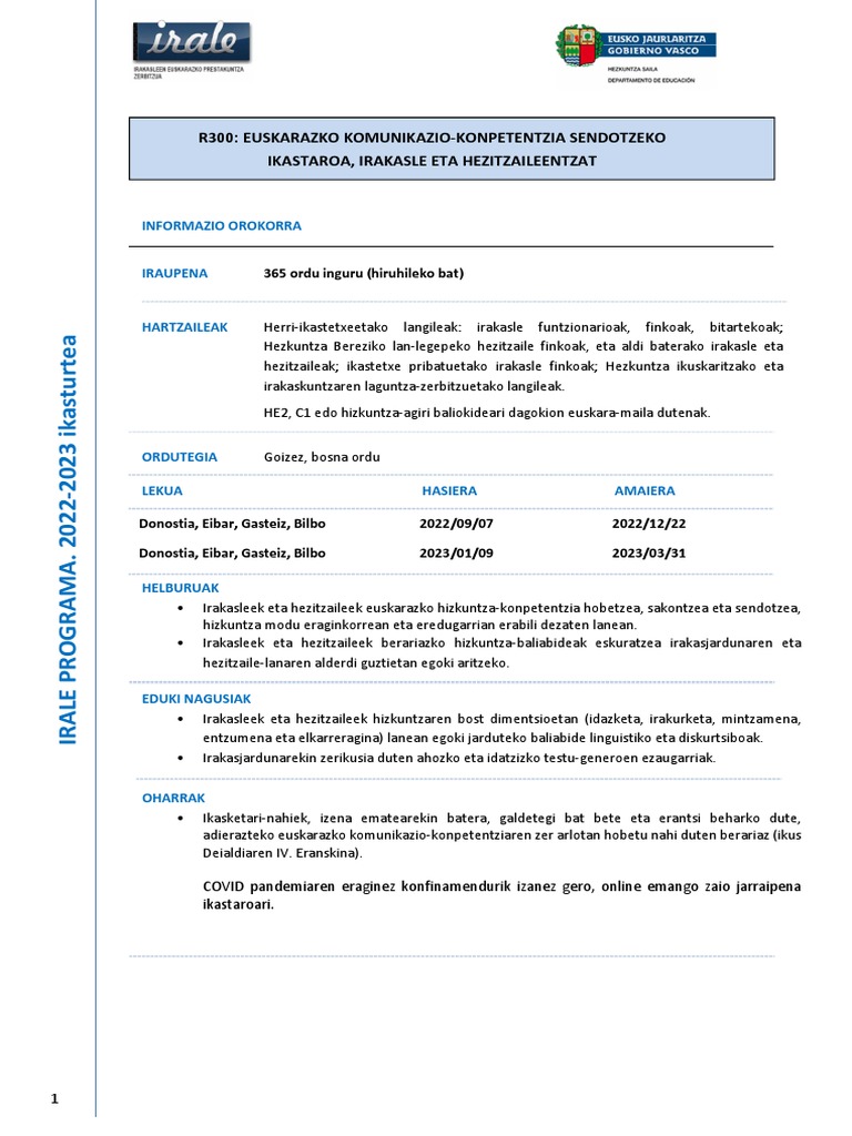 R300 R400 R600 R900 - Ikastaroen - Deskribapenaz | PDF