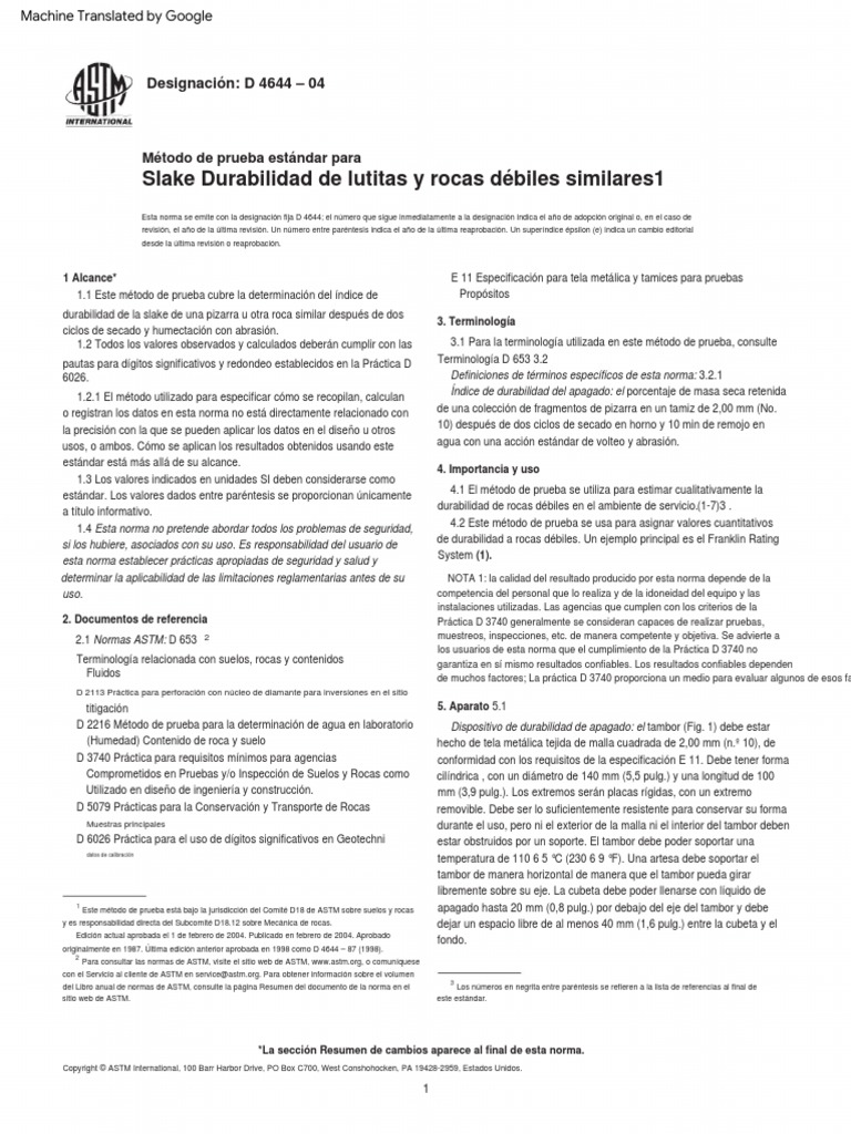 ASTM D4644 - Español | PDF