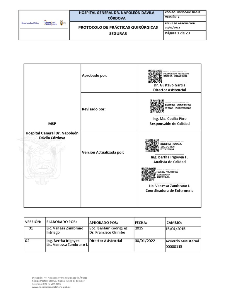 12-Protocolo Practicas Quirurgicas Seguras | PDF