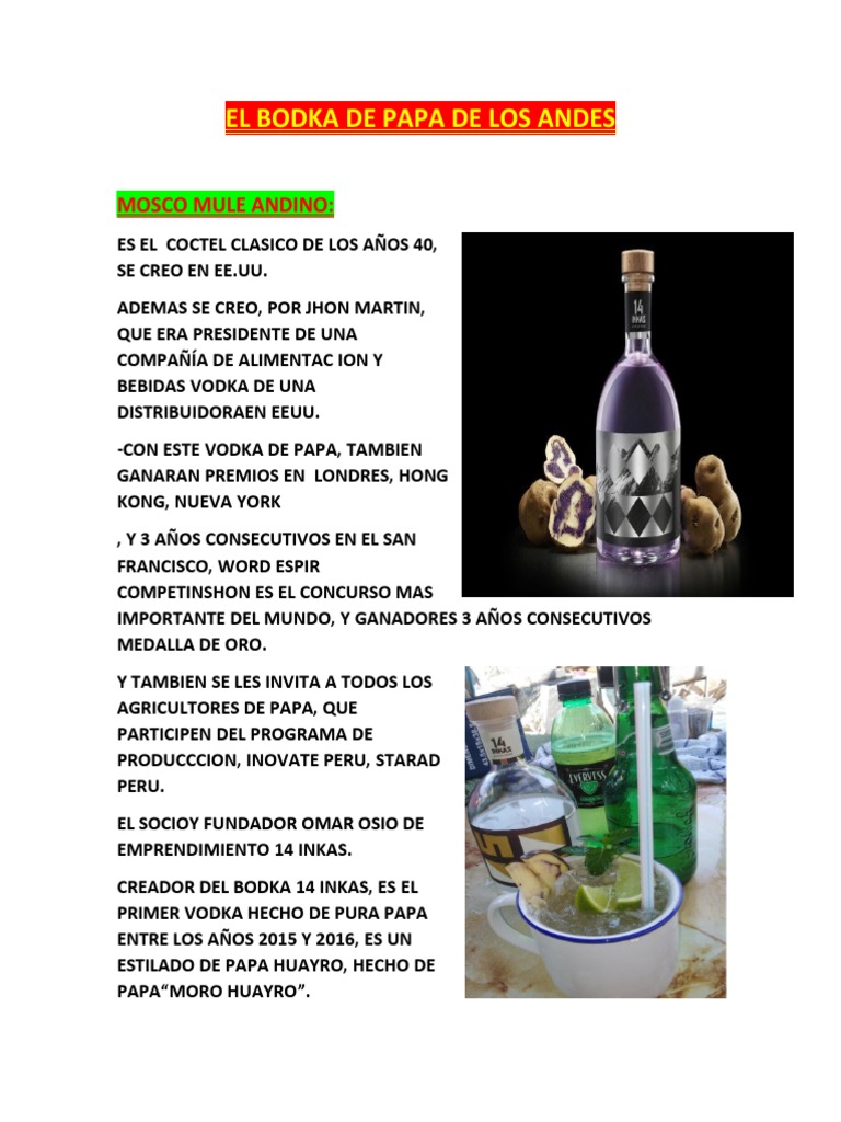 El Bodka De Papa Dde Los Andes 1995 Pdf Patata Alimentos