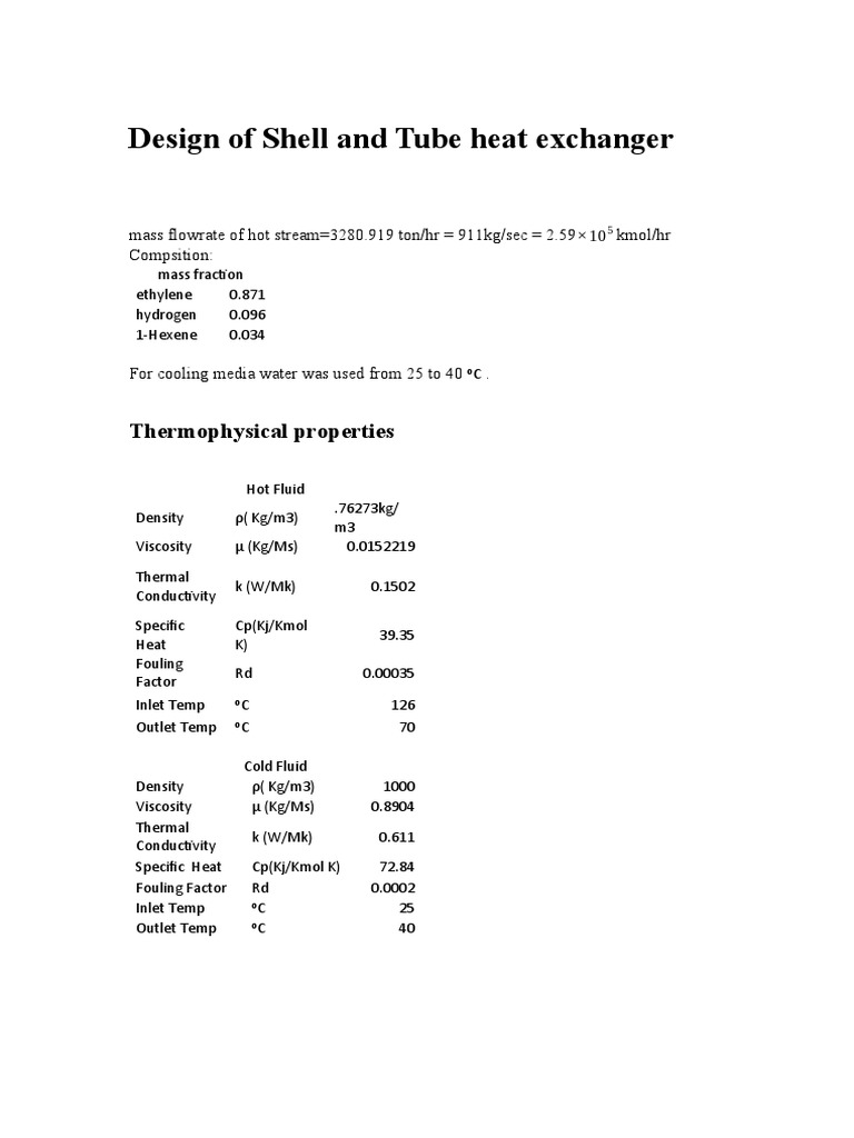 Design of Shell and Tube Heat Exchanger | PDF | Heat Exchanger ...