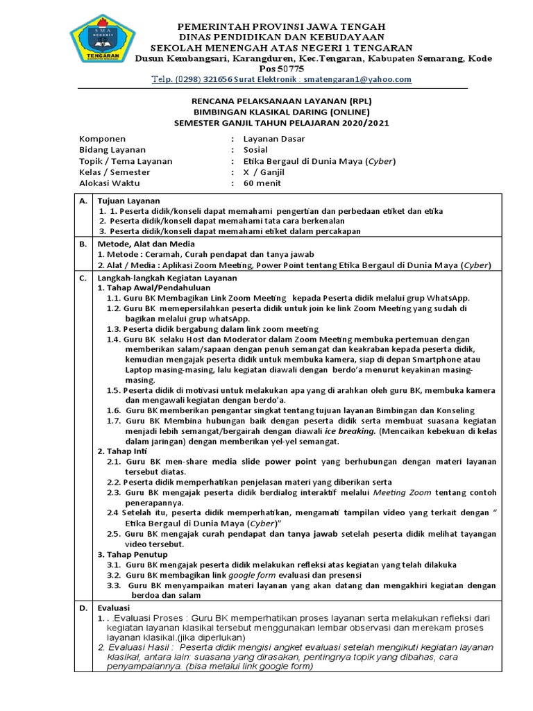 RPL Dan Materi BK - Etika Bergaul Di Dunia Maya (Cyber) | PDF
