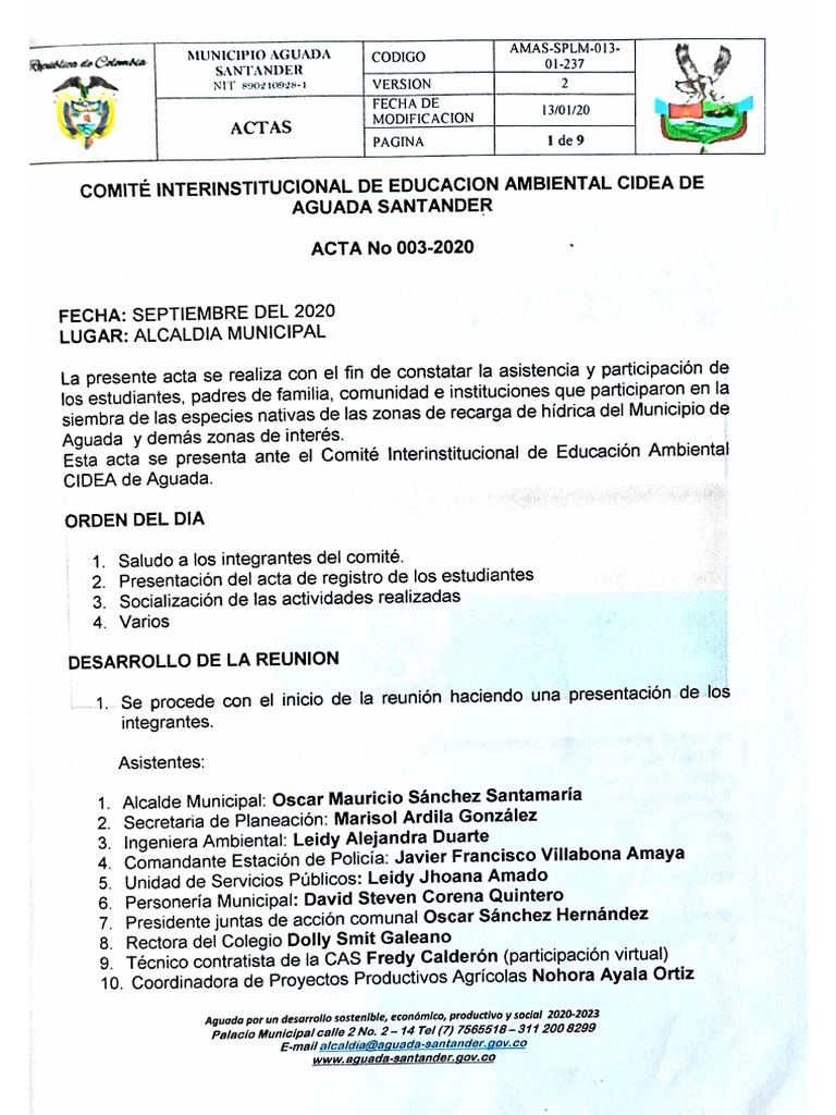 Acta 03 Siembrade Arboles | PDF