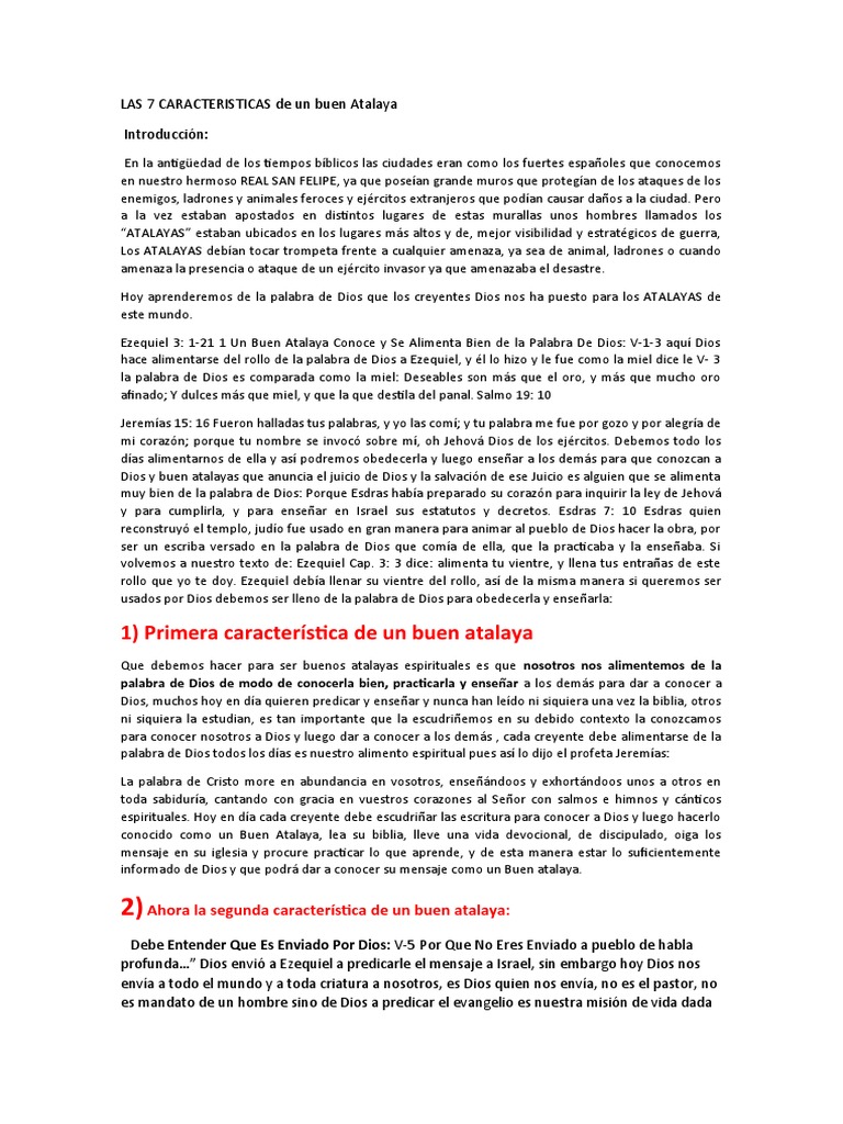 LAS 7 CARACTERISTICAS de Un Buen Atalaya | Descargar gratis PDF | Jesús ...