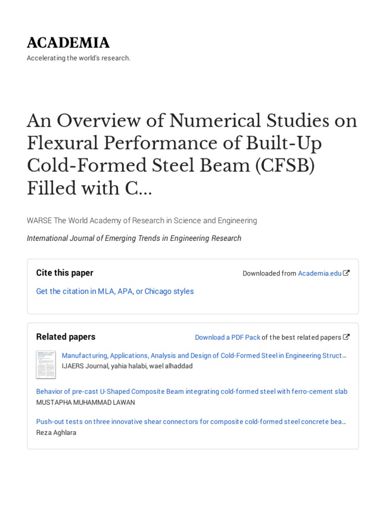 An Overview of Numerical Studies On Flexural Performance of Built-Up ... An Overview of Numerical Studies On Flexural Performance of Built-Up ...