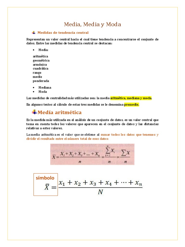 Media, Mediana y Moda: Conceptos Clave | PDF | Media | Mediana