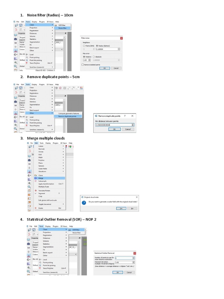 UPUTE v2 CloudCompare ČIŠĆENJE I SPAJANJE | PDF