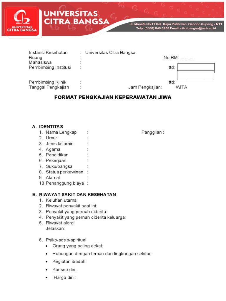 Format Pengkajian Jiwa | PDF
