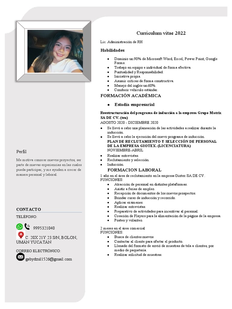 Curriculum Gabriela Dzul | PDF