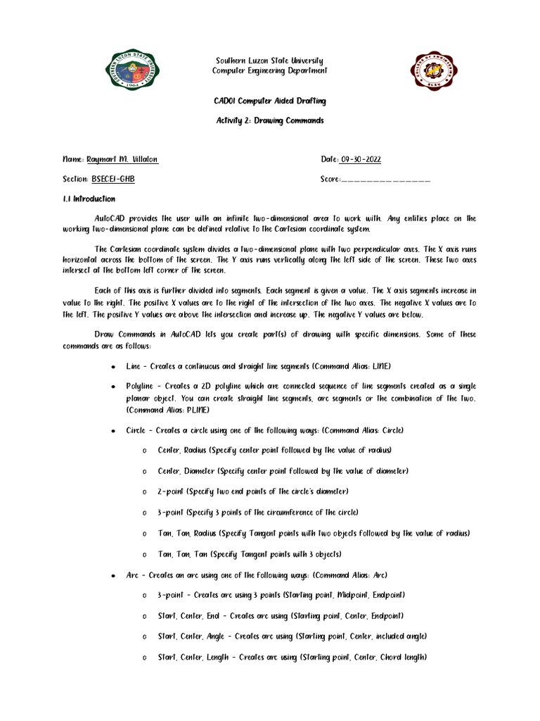 Cad01 Activity 2 Pdf Ellipse Circle