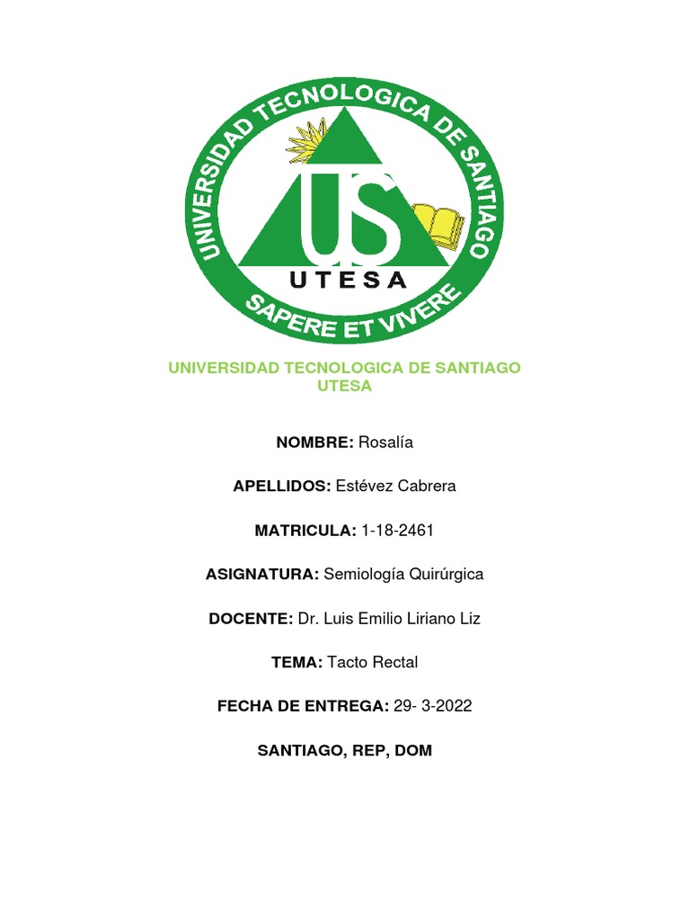 Tacto Rectal Semiologia | PDF