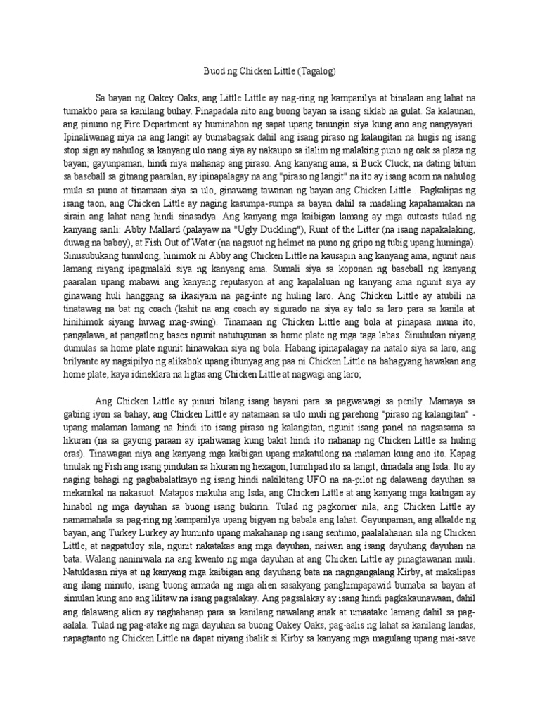 Buod NG Chicken Little (Tagalog) | PDF