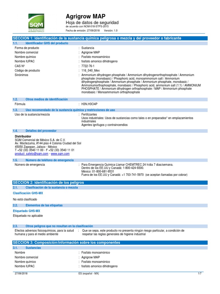 Agrigrow MAP | PDF | Amoníaco | Agua