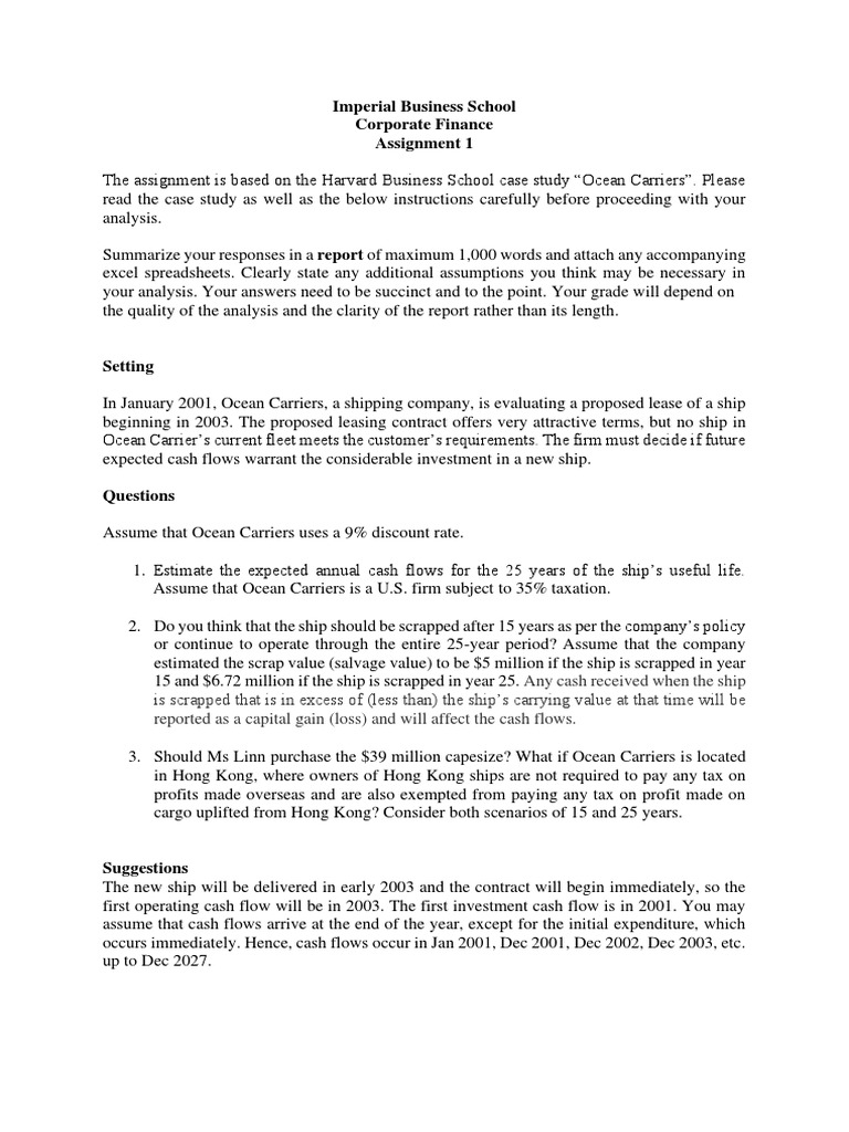 Assignment Note 1 Pdf Ships Expense