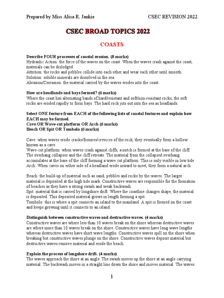 Csec Revision 2022 | PDF