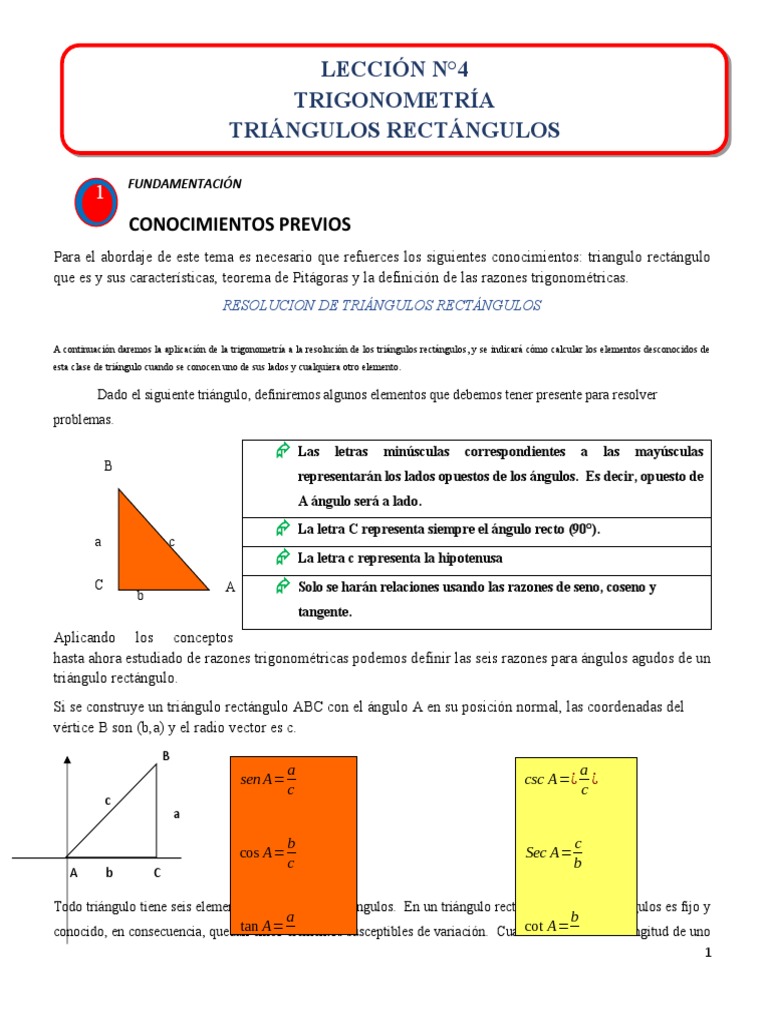Módulos de triangulo rectangulo | PDF | Triángulo | Funciones trigonométricas