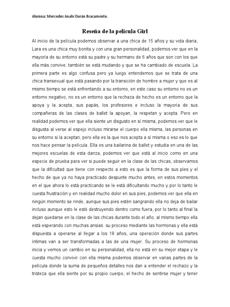 Reseña de La Película Girl | PDF