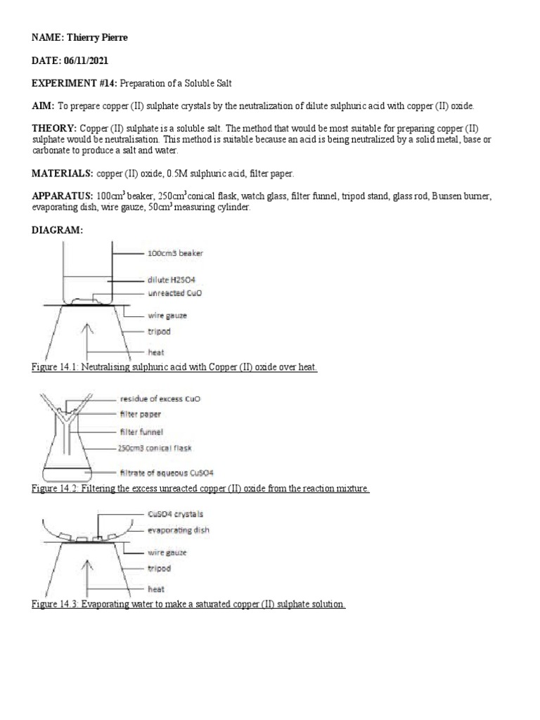 #14 - Preparation of A Soluble Salt | PDF | Filtration | Sulfuric Acid
