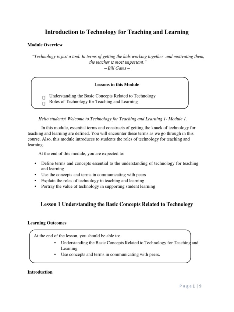 Introduction to Technology in Education | PDF | Teaching Method ...