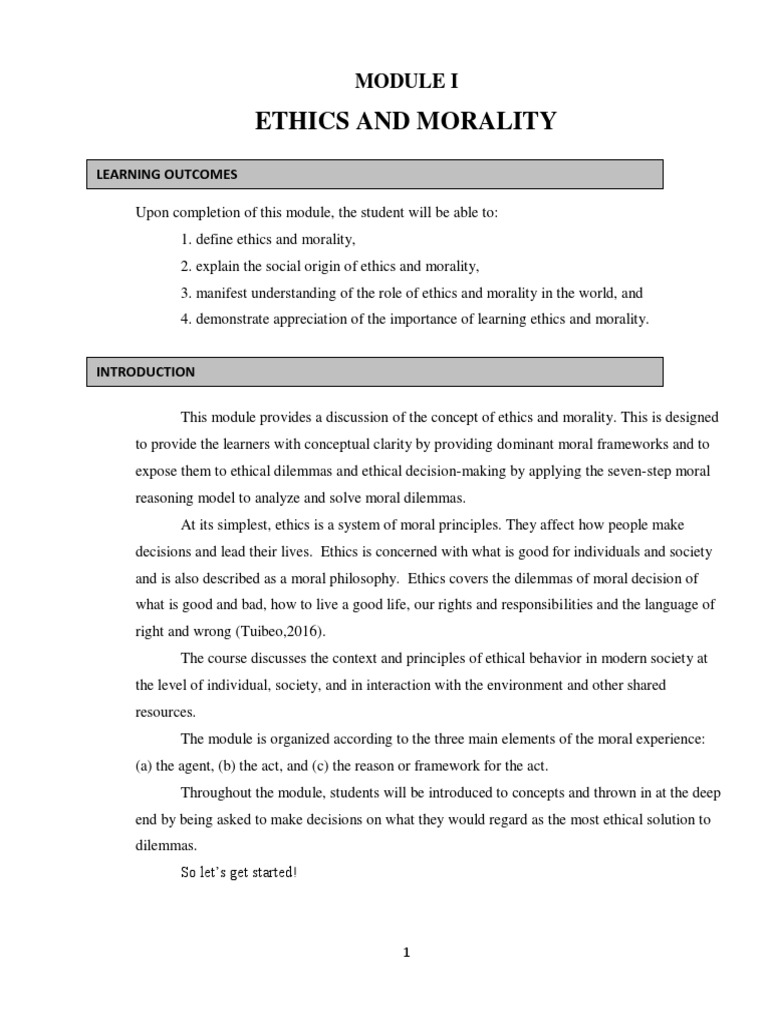 Occ Ethics Module 1 1 | PDF | Morality | Conscience