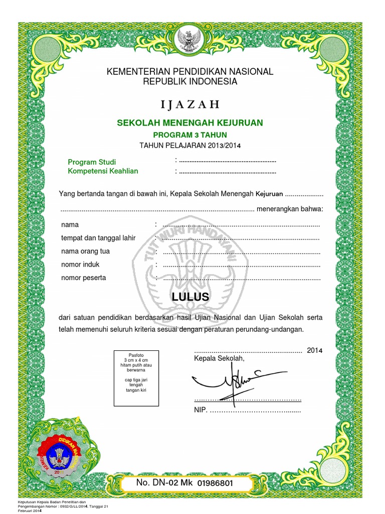 Ijazah SMK | PDF