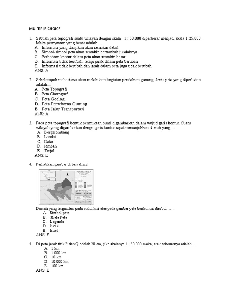 MULTIPLE CHOICE QUESTIONS ON MAPS AND GEOGRAPHIC INFORMATION SYSTEMS | PDF
