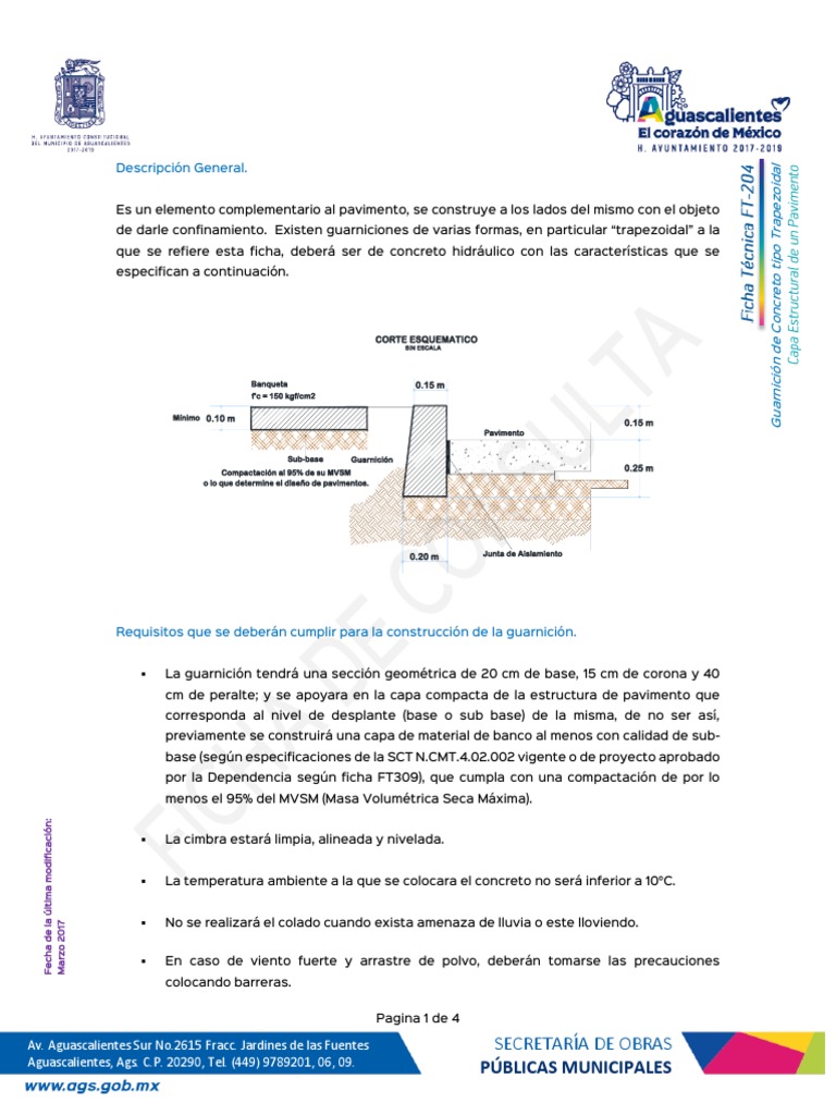FT204 Guarnición Trapezoidal | PDF | Hormigón | Física Aplicada e ...