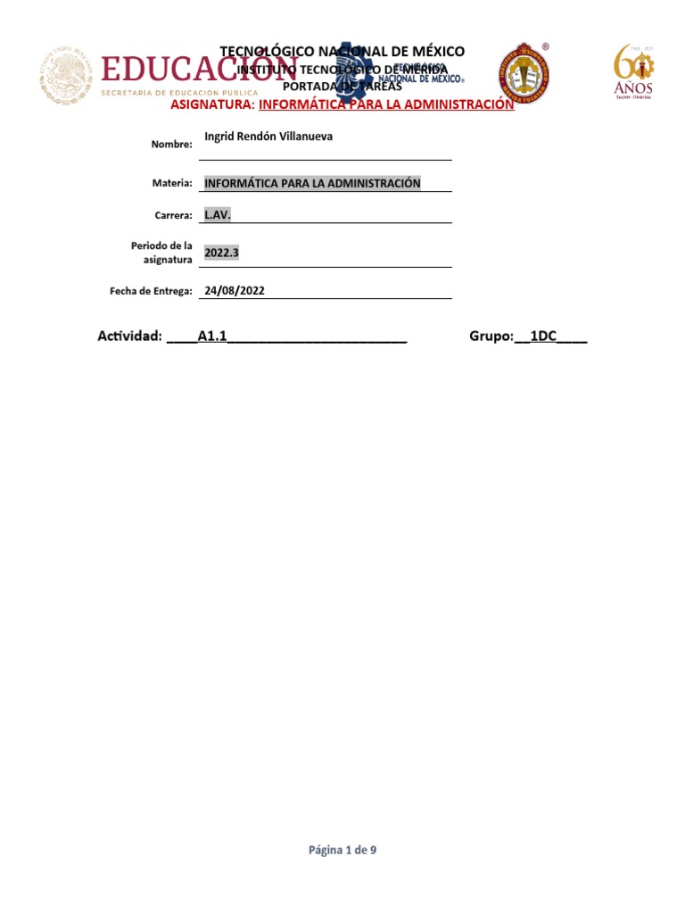 Portada Informatica A1.1 Partes Ingrid.rendón Villanueva. | PDF ...