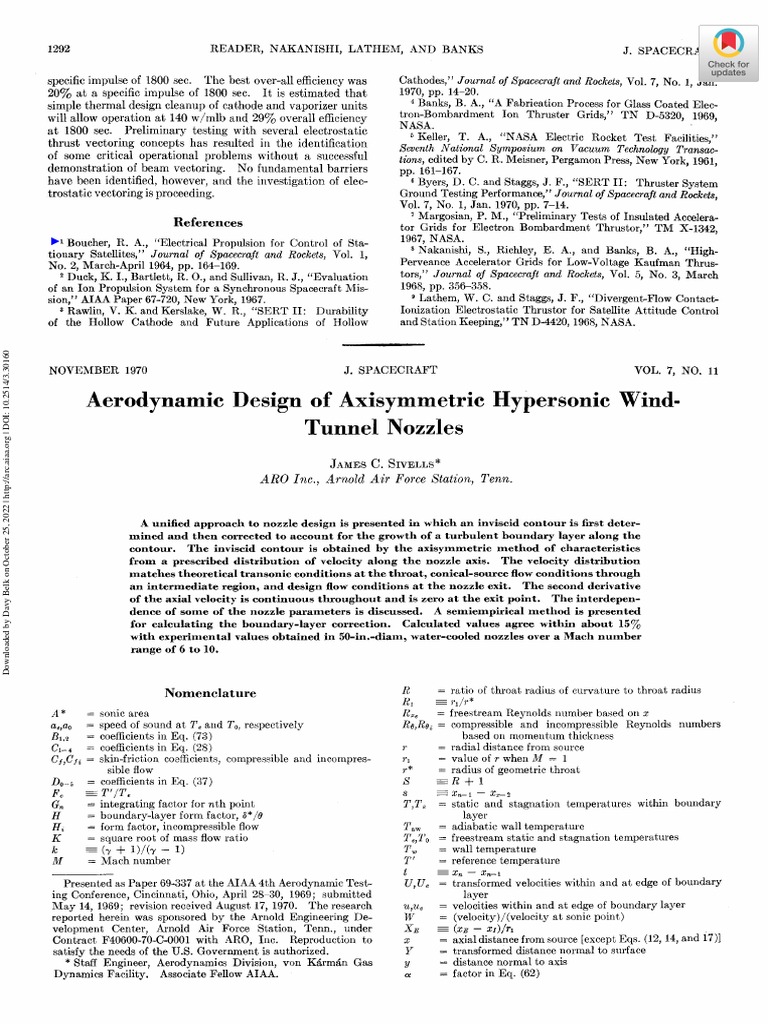 Aerodynamic Design of Axisymmetric Hypersonic Wind-Tunnel Nozzles | PDF ...