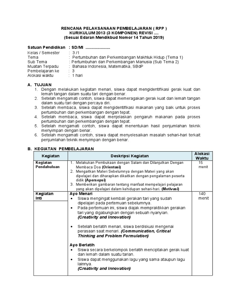 Rencana Pelaksanaan Pembelajaran | PDF