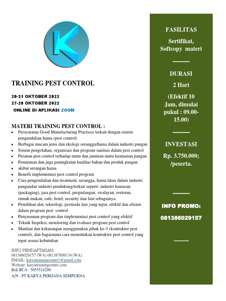 Brosur Training Online Pest Control | PDF