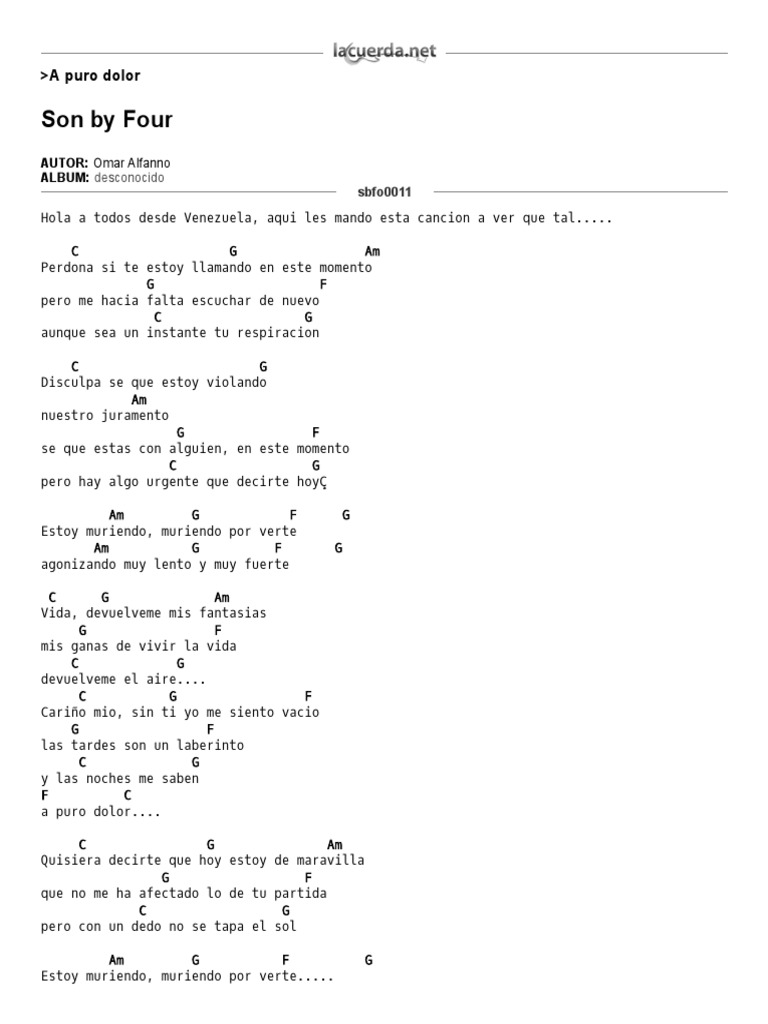 A PURO DOLOR, Son by Four - Acordes | PDF