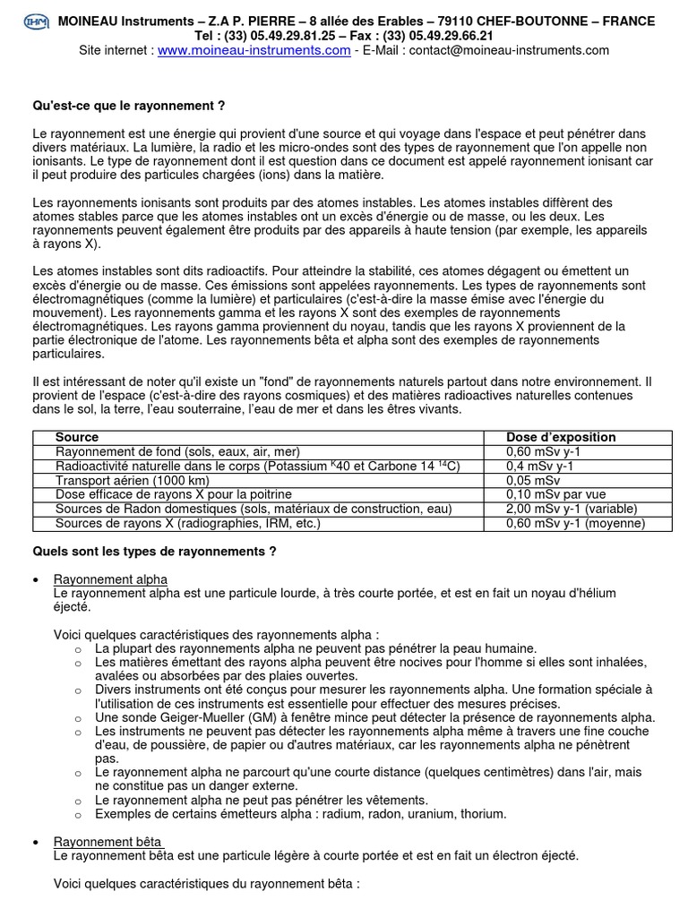 Unités et types de rayonnement ionisant | PDF | Dose absorbée ...
