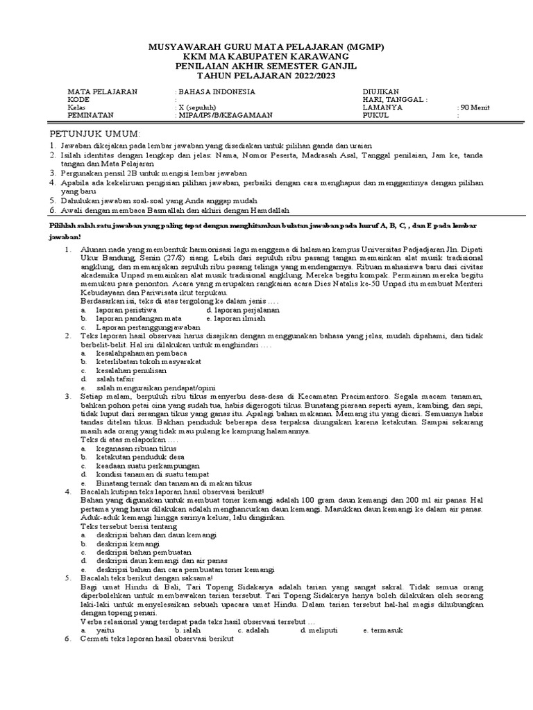 B. Indonesia Kelas X 2022 Cetak | PDF