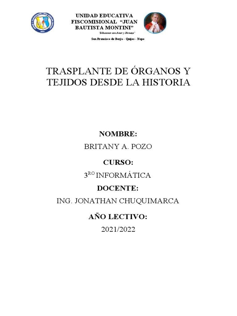Historia de La Donacion | PDF | Transplante de organo | Especialidades Medicas
