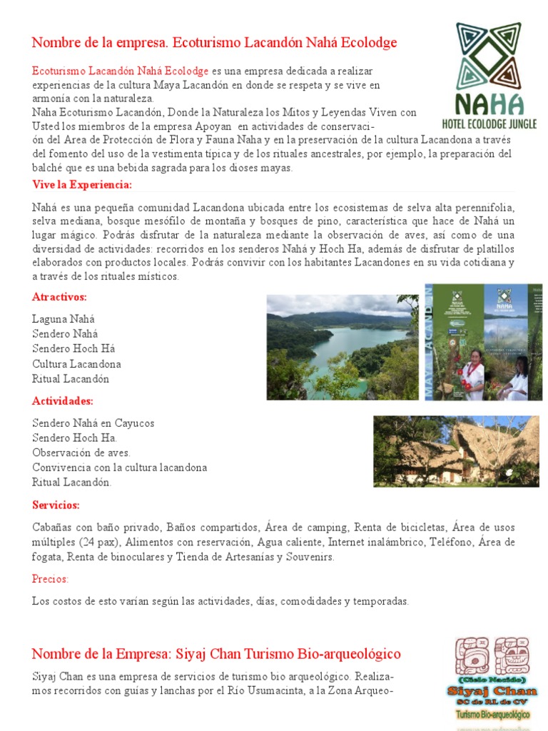Ecoturismo en Nahá y Yaxchilán | PDF | Turismo