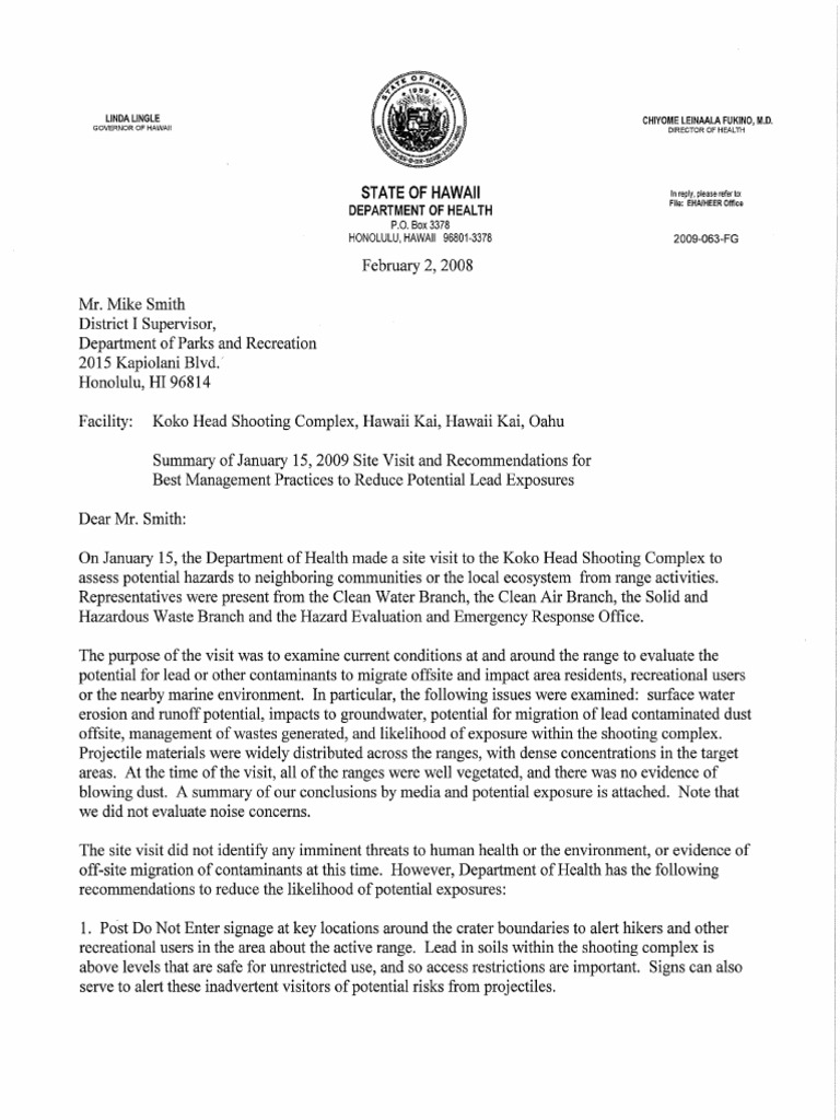 DOH Recommendations On Lead at Shooting Range | PDF | Erosion | Lead