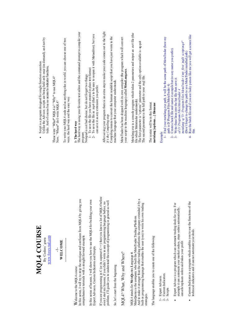 Mql Algorithmic Code Programming Pdf Control Flow Boolean Data Type