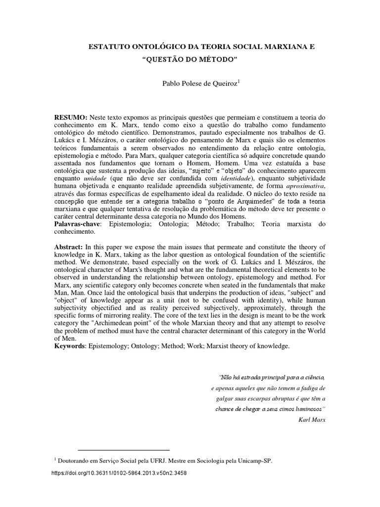 Estatuto Ontologico | PDF