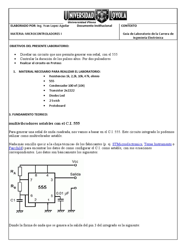 Labo1 Servomotor 555 Pdf Electricidad Ciencias De La Computación