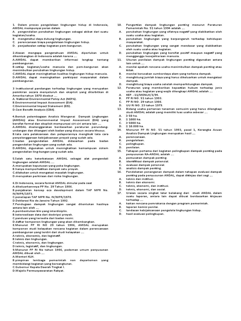 Soal Amdal.6 | PDF | Seni | Sains & Matematika