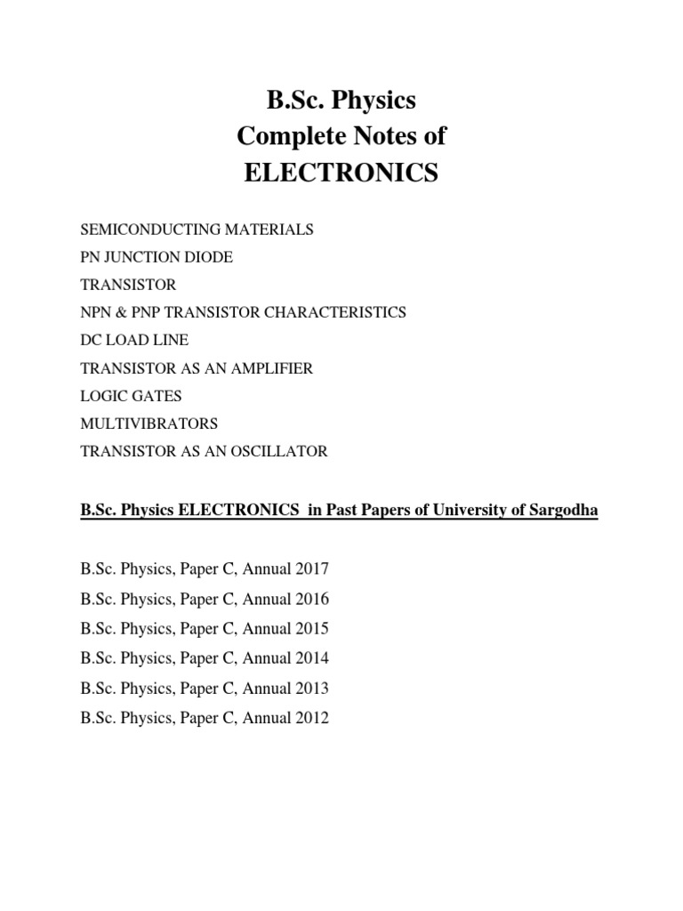 Electronics BSc.. | PDF | P–N Junction | Bipolar Junction Transistor