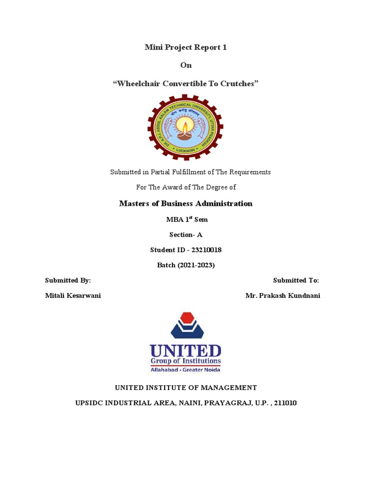 New Mini Project 1 Report | PDF | Drilling | Wheelchair