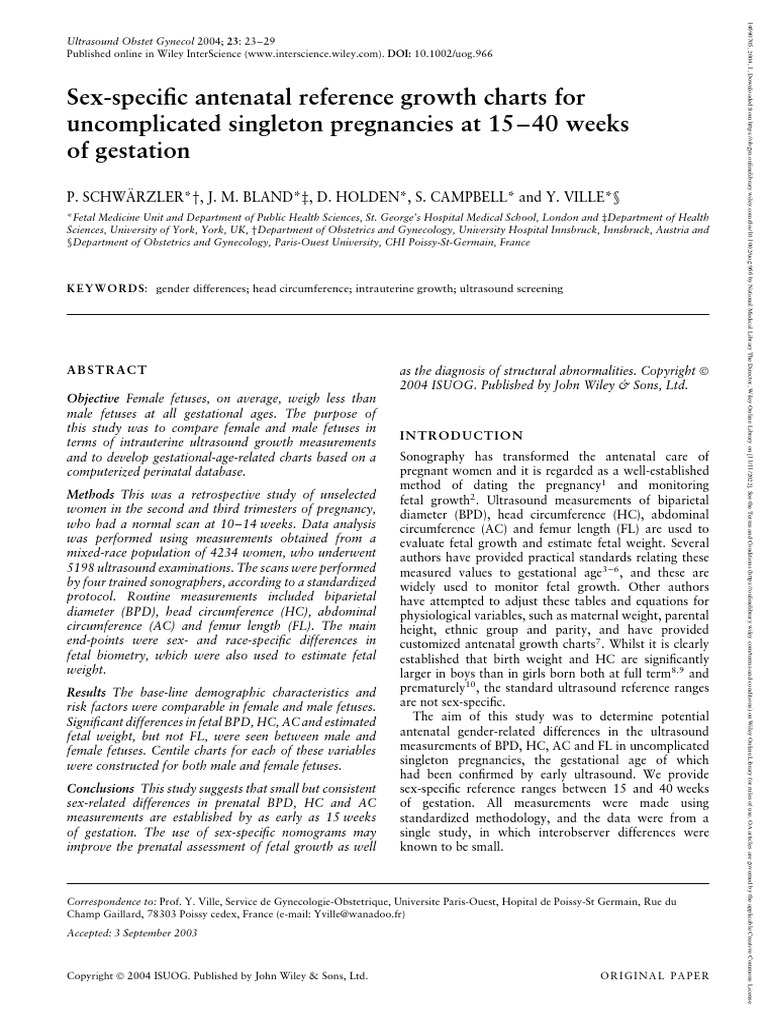 Ultrasound in Obstet Gyne - 2004 - SCHW Rzler - Sex Specific Antenatal ...