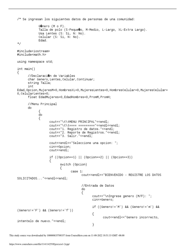 Ejercicio1 2.cpp | PDF