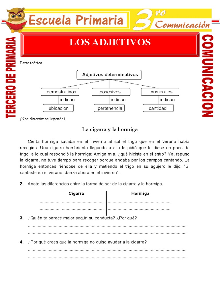 Los Adjetivos para Tercero de Primaria | PDF